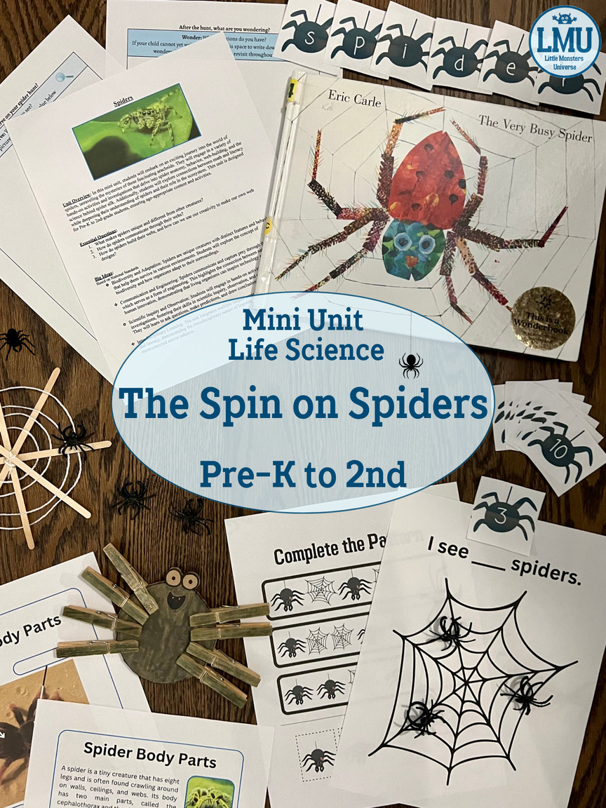 Spiders Mini Unit: Educational Adventures for Pre-K to 2nd Grade